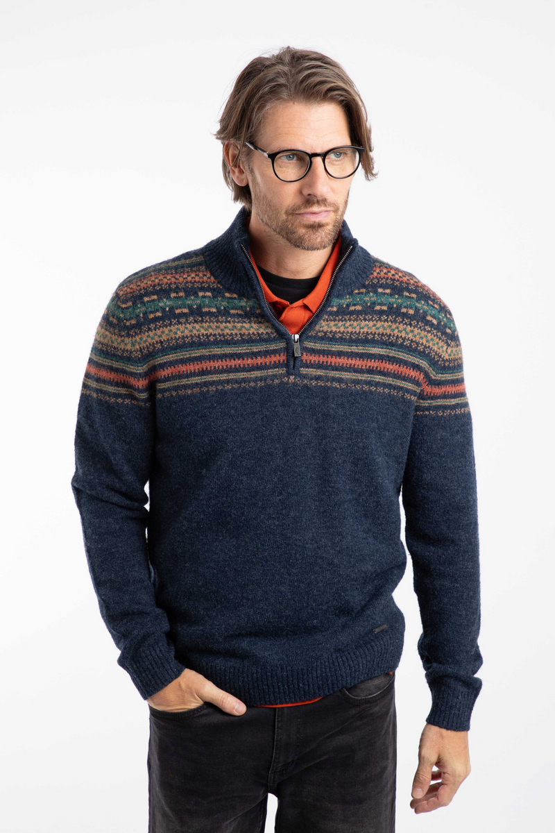 Weird Fish Larner Eco 1/4 Zip Fair Isle Jumper 203601 – Dervans Fashions