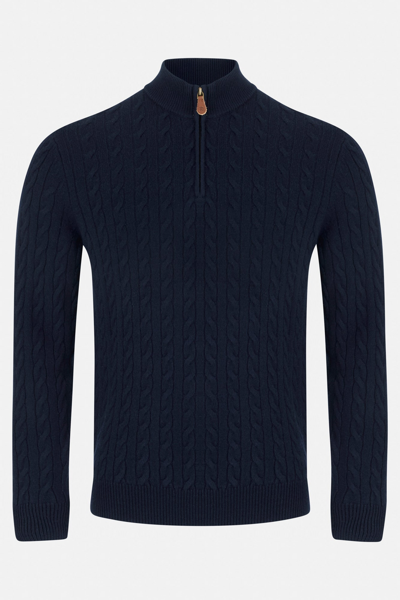 Benetti Cable Knit Quarter Zip Sweater – Dervans Fashions